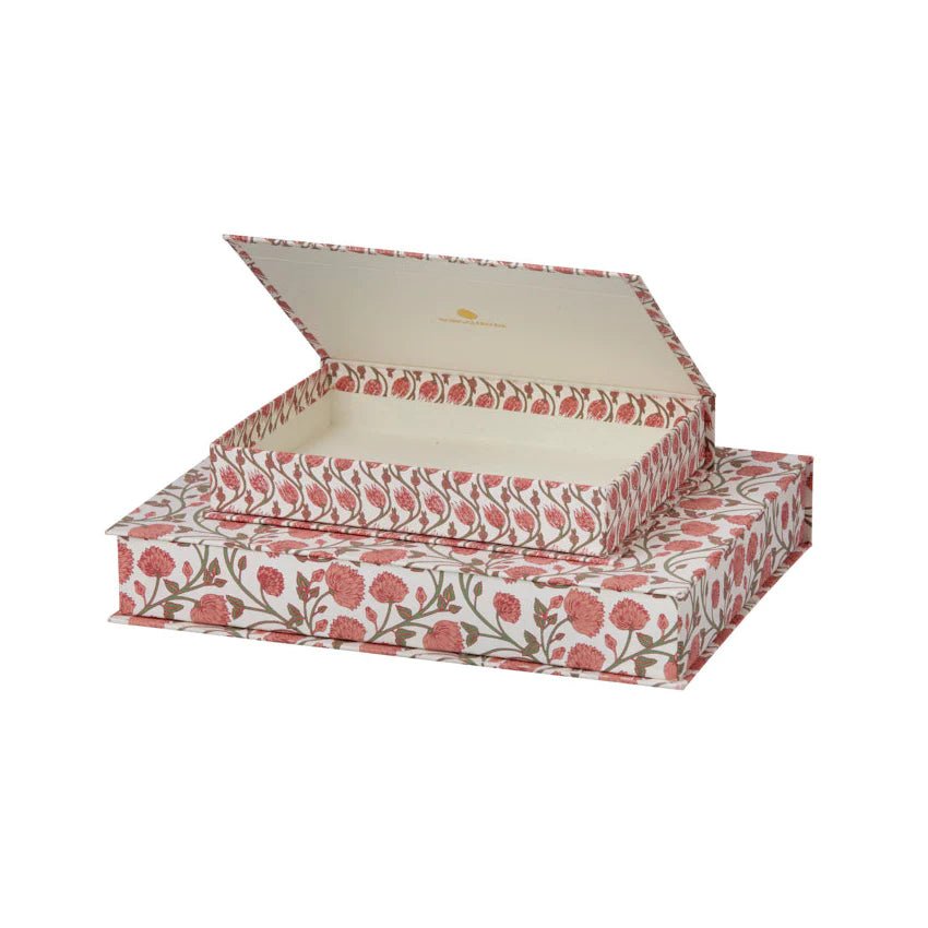 Pair of paper lided organizer boxes Lotus Ruby. – Natalia Willmott